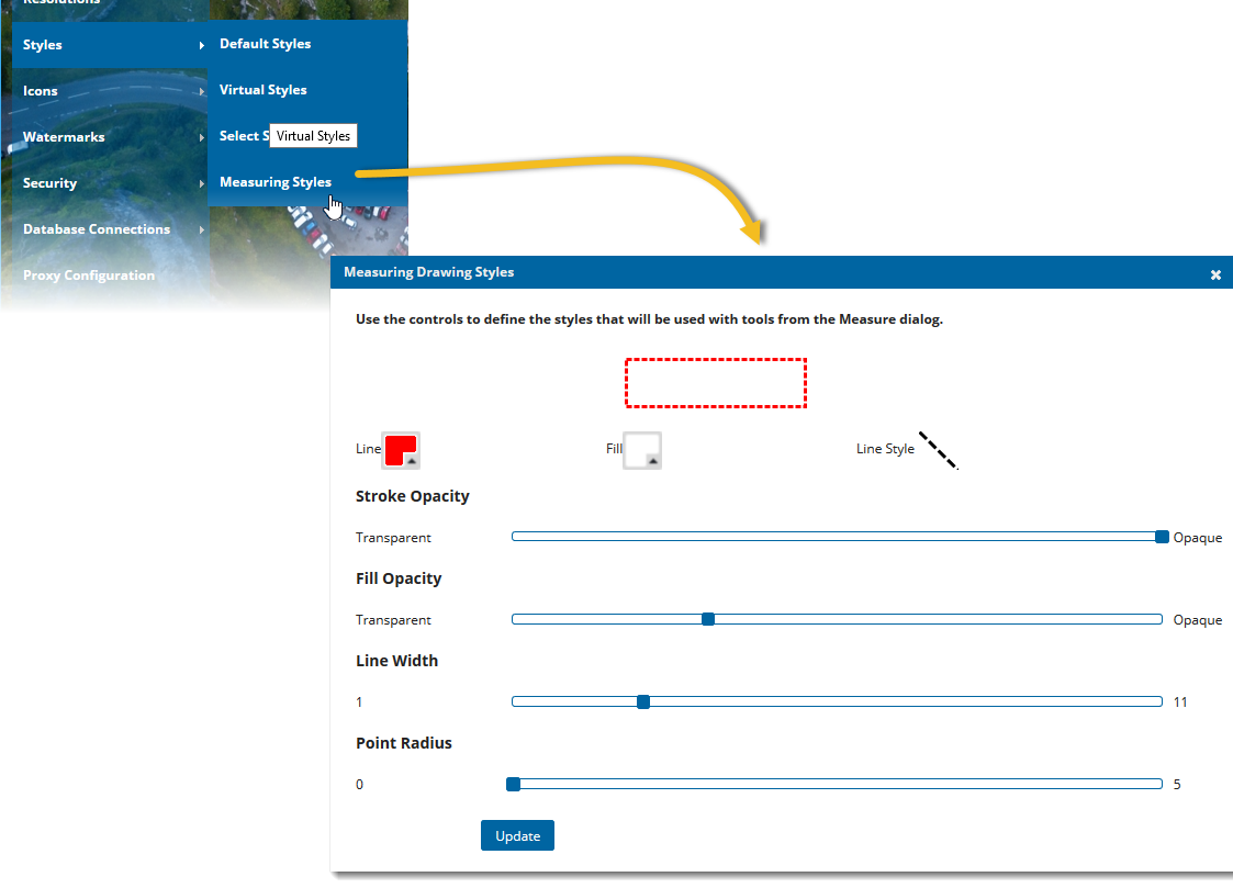 Measuring Styles (Cadcorp SIS WebMap 9)